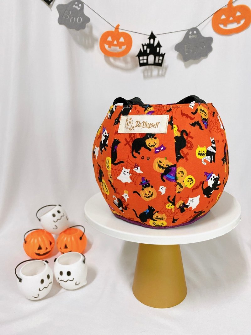 現貨+訂製 萬聖節系列-雙面南瓜包 好多黑貓款 - 設計館 Be myself 手作工坊 手提包/手提袋/托特包 - Pinkoi