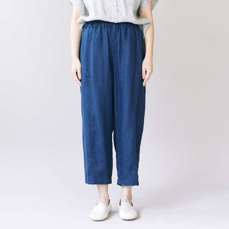修身亞麻哈倫褲 藍F - 設計館 Simply Yours 女長褲 - Pinkoi