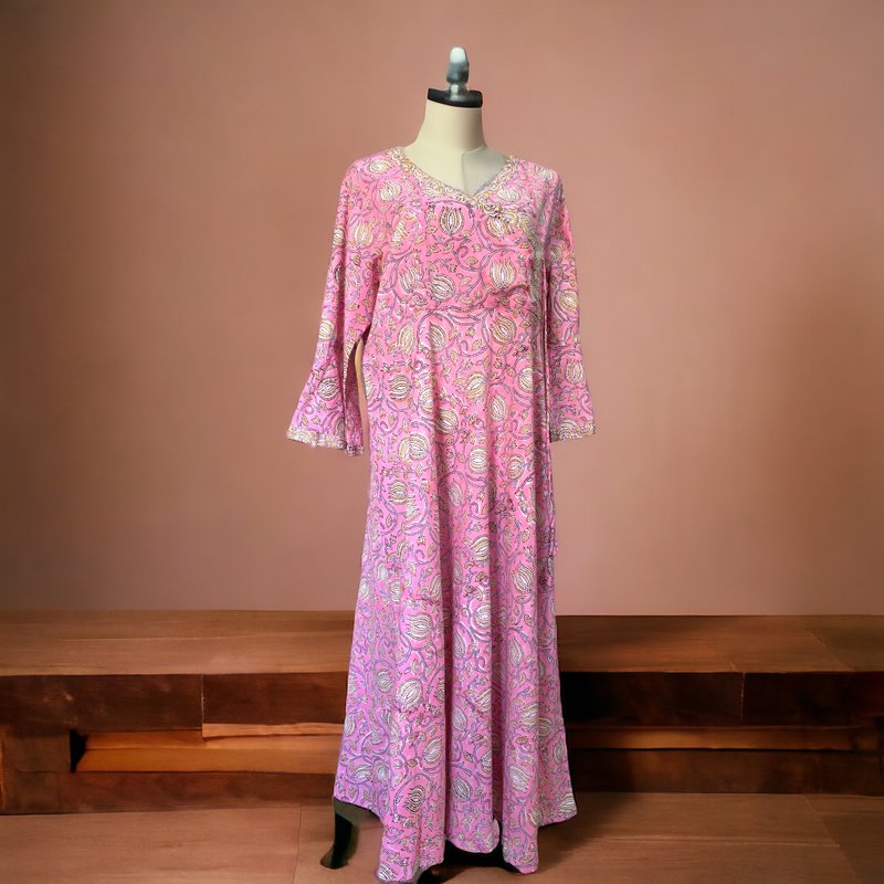 India/Jaipur/Bohemia/Handmade Block Printing/Dress - Shop BALASHAWLS One Piece Dresses - Pinkoi