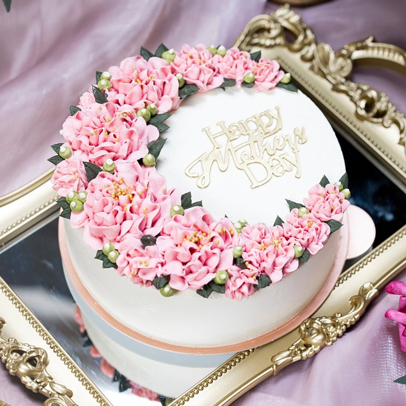 [Mother's Day Cake] 6-inch Pink Mommy/Carnation/Half Moon/Free HMD Card/Shipping in 5 days ...
