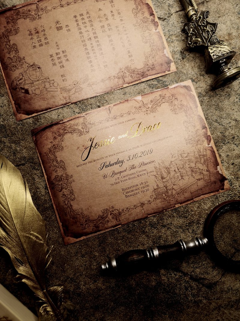 【50套起訂製】復古感 | 係愛呀哈利喜帖設計 #148 - 設計館 Sweet in Heart Wedding 喜帖設計 電子喜帖/賀卡/邀請函 - Pinkoi