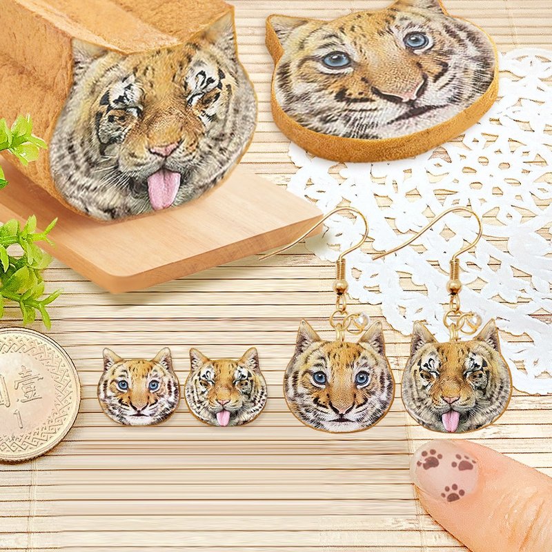 【微距食界】手作/老虎吐司/耳環/吊飾/擺飾(單一個) - 設計館 微距食界 耳環/耳夾 - Pinkoi