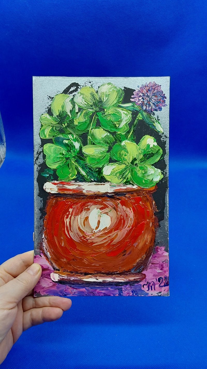 Clover #3 Meadow Flowers St. Patrick's Day Original Wall Painting Summer - 設計館 CosinessArt 壁貼/牆壁 ...