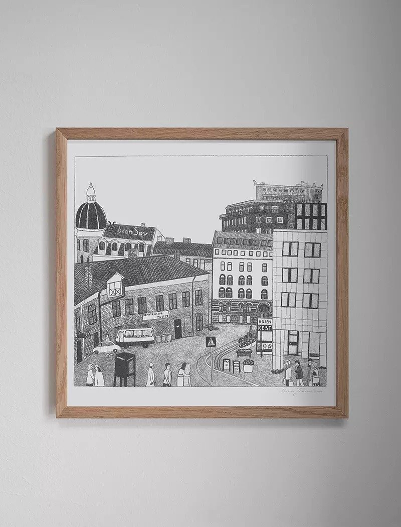 Mona Johansson - 瑞典藝術家設計海報 Neighbourhood Poster - 設計館 Fine Little Day 海報/掛畫/掛布 - Pinkoi