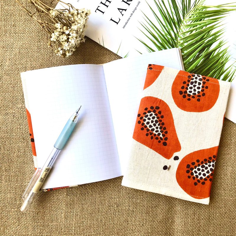 蓋染 / 印染布筆記本 小款－木瓜 - 設計館 Tramper 筆記本/手帳 - Pinkoi