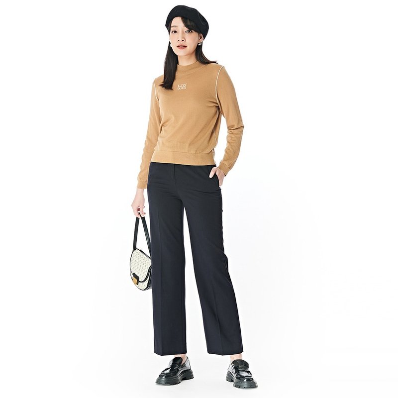 KeyWear 金屬扣裝飾直筒長褲-深藍-0DB02206 - 設計館 KeyWear 奇威名品 女長褲 - Pinkoi