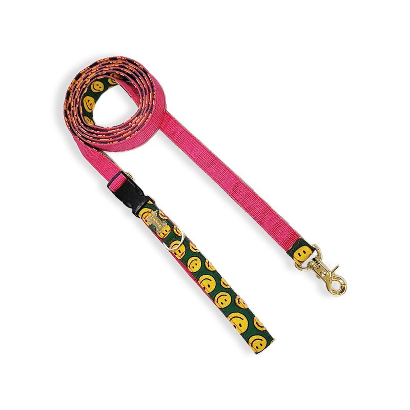 韓國Noradog 多功能牽繩(7kg以上)-笑臉-粉紅 - 設計館 美好毛日 The Good Pet Days 項圈/牽繩 - Pinkoi