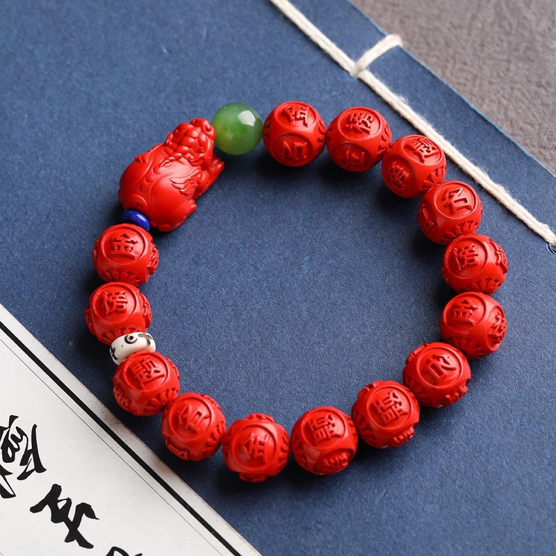 天然原礦硃砂精品紅砂金榜題名手鏈 硃砂含量高達95%以上 - 設計館 水墨 手鍊/手環 - Pinkoi