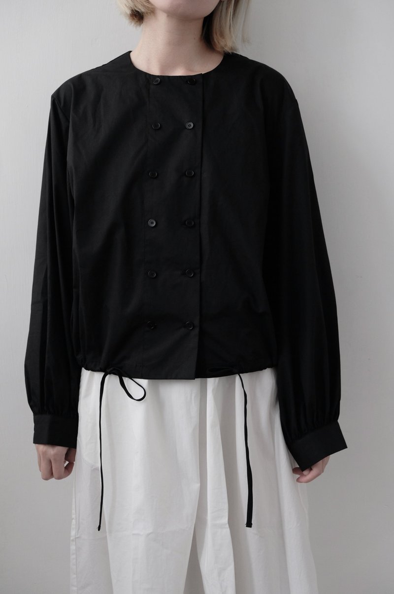 Double breasted draw string shirt BLACK 雙排釦抽繩襯衣黑 UP ORIGINAL｜女襯衫人氣榜 ...