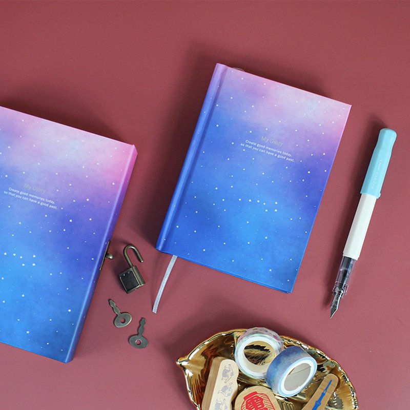 Chuyu A6/50K日記/盒裝日誌/精裝筆記/附鎖頭鑰匙/靜謐星空/192張 珠友文化 Chuyu Culture｜筆記本/手帳人氣榜 - Pinkoi