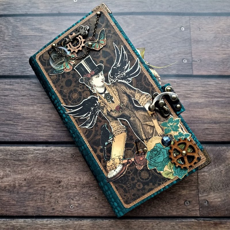 Steampunk junk journal handmade Romantic mechanical notebook Vintage ...