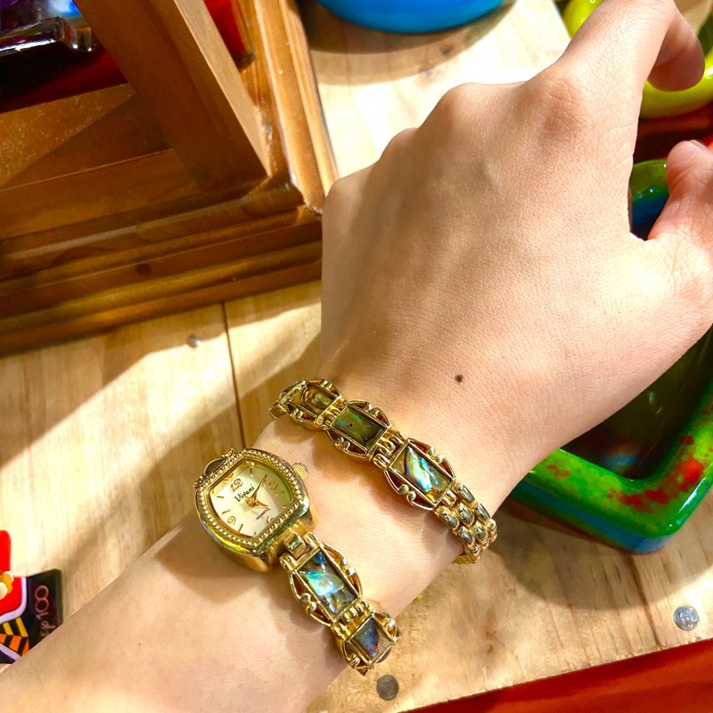 Vivani Abalone Shell 金屬錶帶式釦環 手錶套裝 - 設計館 Retro Hub 20 對錶/情侶錶 - Pinkoi