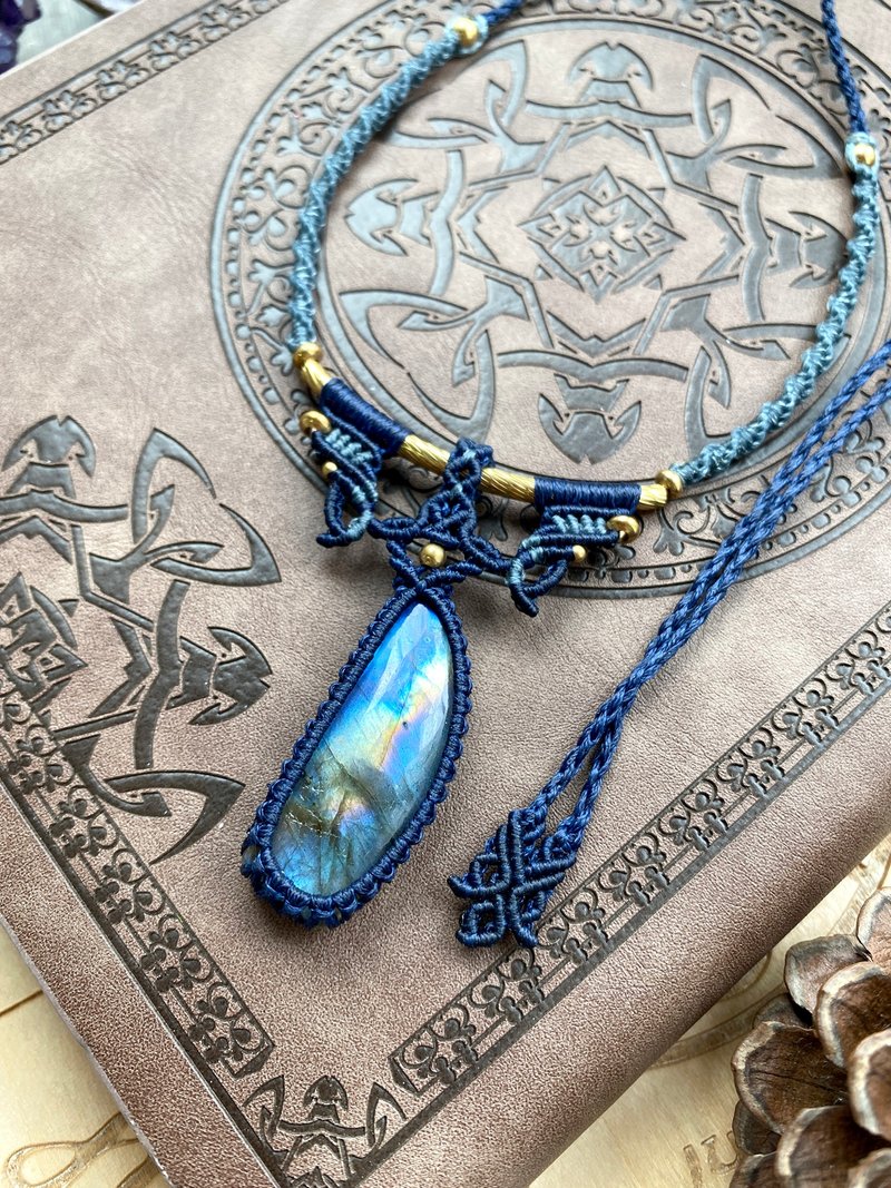 N212 Bohemian South American Wax Wire Braided Labradorite Bead Necklace Clavicle Chain Choker ...