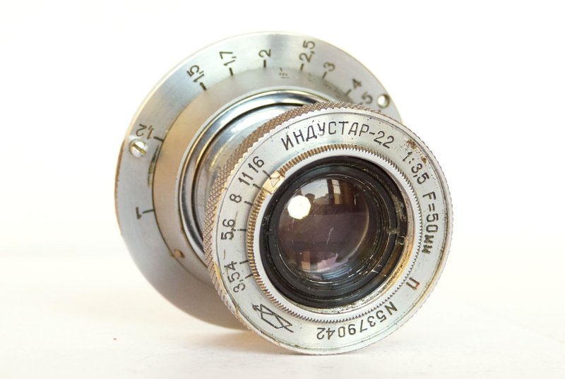 Industar-22 red P 3.5/50 USSR collapsible lens KMZ M39 mount Russian ...