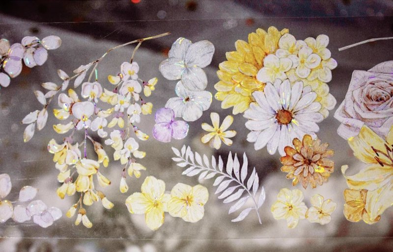 小黃花 癒しカラーの花たち PET 和紙膠帶 貝殼光 10米卷 時間格子計畫所｜紙膠帶/和紙/PET人氣榜 - Pinkoi