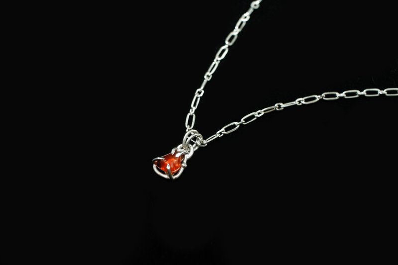 【水晶系列】墨西哥火歐泊 體亮橘無火彩 925純銀墜 (附40cm銀鏈) 鉍元素 SBI｜項鍊人氣榜 - Pinkoi