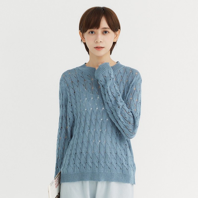 【Simply Yours】Empty knitted sweater blue F - Shop simplyyours Women's ...