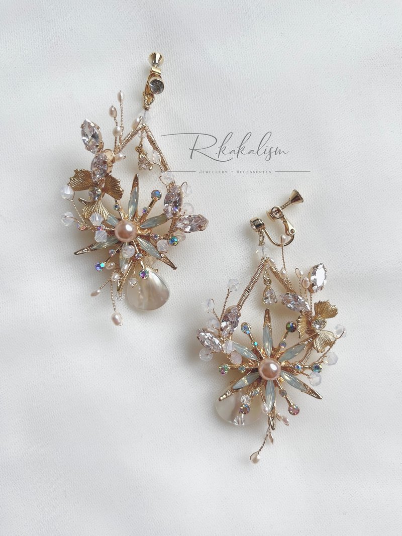 大水滴形珍珠花環耳夾 R.kakalism Studio｜耳環/耳夾/耳骨夾人氣榜 - Pinkoi