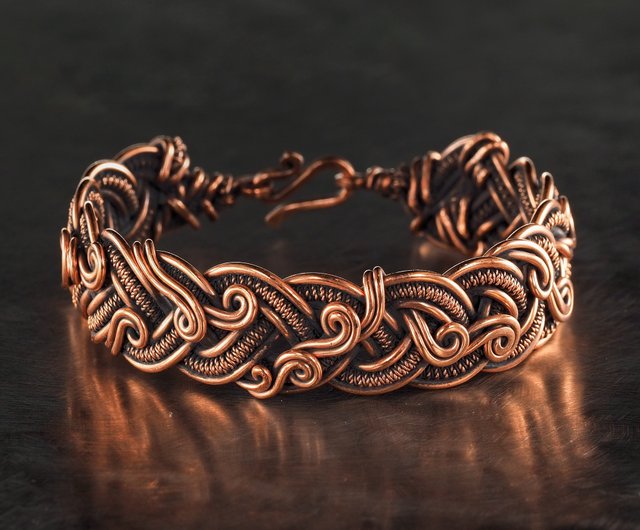 Pure copper bracelet Unique wire wrapped bangle Handmade artisan copper jewelry Shop Wire Wrap Art Bracelets Pinkoi