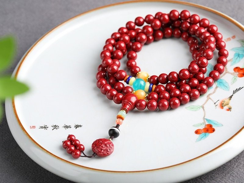 天然原礦硃砂精品紫金砂108顆佛珠手鏈 含量高達95%以上 水墨｜手鍊/手環人氣榜 - Pinkoi