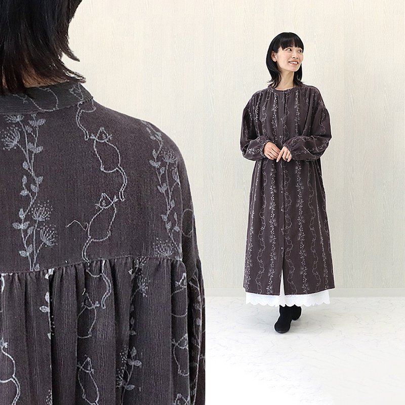 【熱門預購】暖心貓咪燈芯絨復古襯衫洋裝(2色)40824-362-42 Saibaba Ethnique｜洋裝/連身裙人氣榜 - Pinkoi