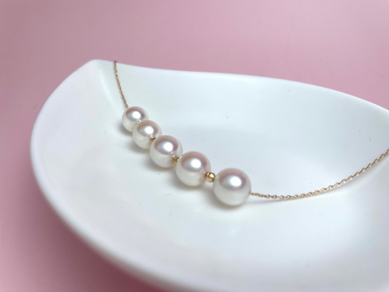 母親節 微笑~天然海水珍珠 akoya 櫻花粉 18k金 項鏈 - 設計館 Athena珍珠設計 項鍊 - Pinkoi