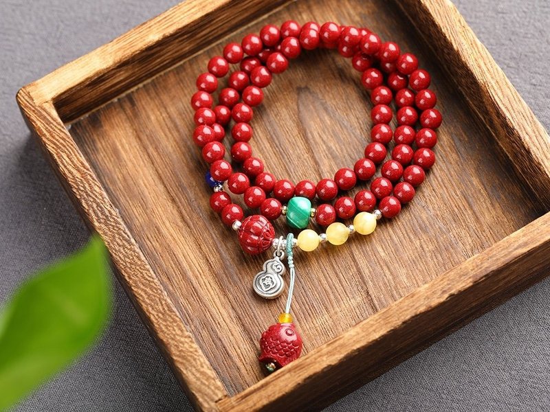 天然原礦硃砂精品紫金砂三圈手鏈 6mm左右 含量高達95%以上 水墨｜手鍊/手環人氣榜 - Pinkoi