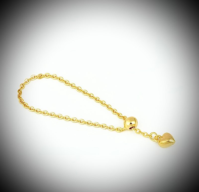 胖胖小愛心吊墜18k金極細精緻伸縮鏈戒 C&W｜戒指人氣榜 - Pinkoi