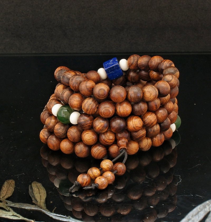 黑花梨 + 青金 碧玉 8mm 108粒木珠手串 ( 114160 ) - 設計館 HK-Accessories 手鍊/手環 - Pinkoi