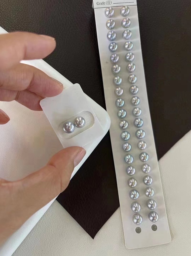 天然海水珍珠 akoya 真多麻 18k白金 基礎款 耳釘 - 設計館 Athena珍珠設計 耳環/耳夾 - Pinkoi