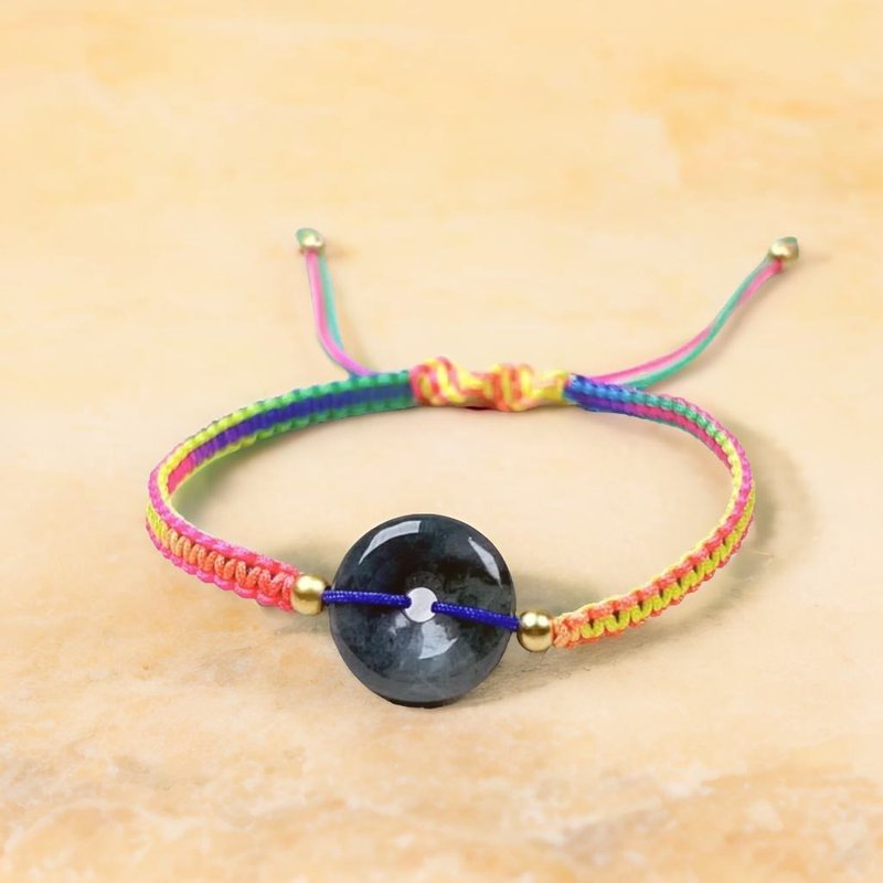 [Wish‧Ping An] Black-bone Chicken Jade Ping An Buckle Braided Bracelet ...