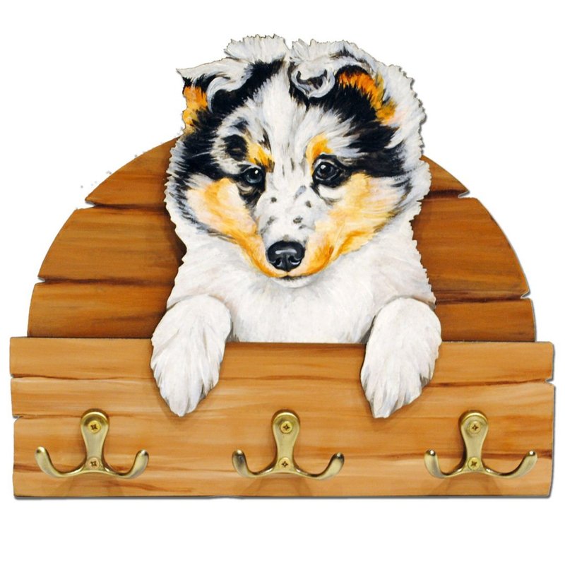 Sheltie dog Hanger / holder leashes, rack key of wood - 設計館 ArtDogs 掛衣架 ...