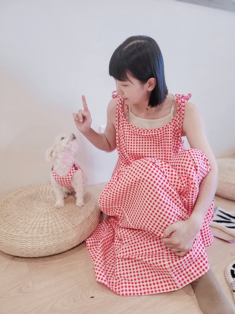 CHENG FUKU - 訂製款 / 寵物親子裝(洋裝+胸背) - 紅 CHENG FUKU｜寵物衣服人氣榜 - Pinkoi