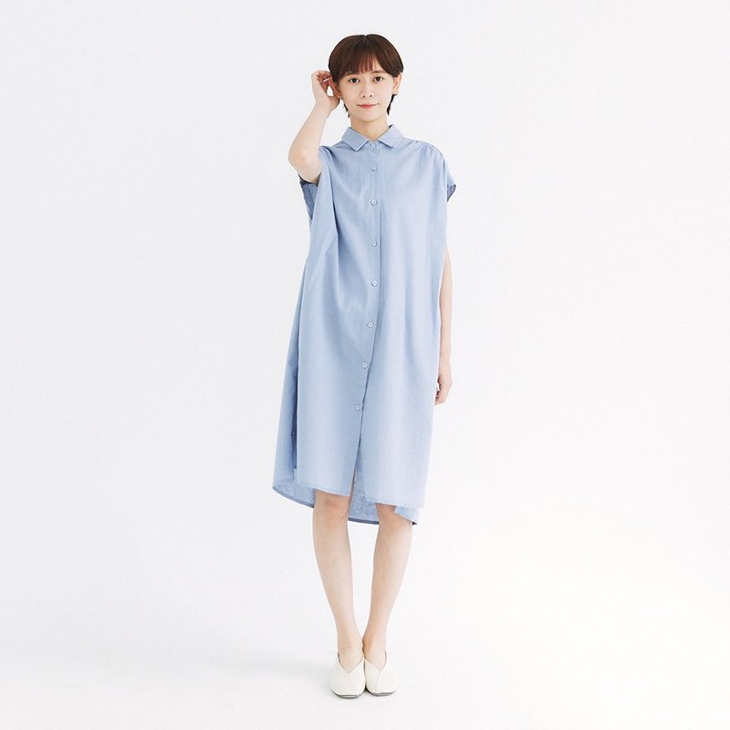 【Simply Yours】抓皺棉麻無袖洋裝 藍F Simply Yours｜洋裝/連身裙人氣榜 - Pinkoi