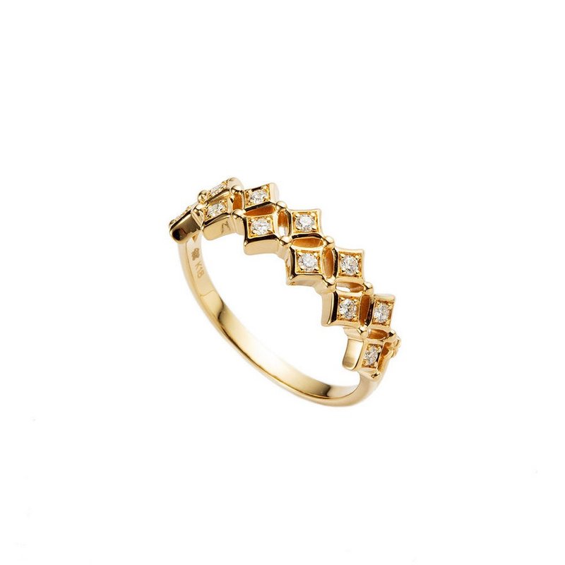 18K Double Layer Diamond Ring - Shop Molasses General Rings - Pinkoi