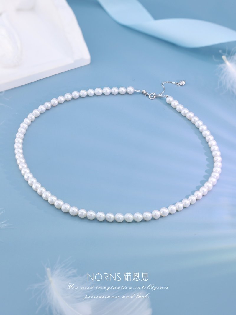 5-6mm白色天然淡水珍珠項鏈搭配925銀扣 Gift for Daily｜項鍊人氣榜 - Pinkoi