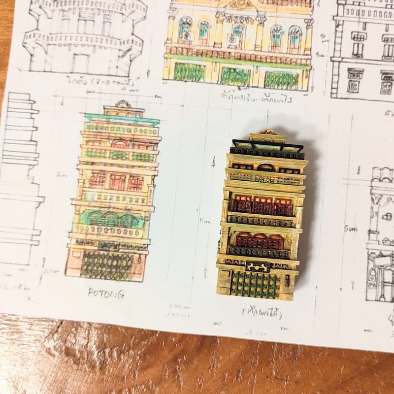 Magnet model, Potong building, set of old buildings in the Songwat area, v.2 blue-bangkok｜擺飾/家飾品 ...
