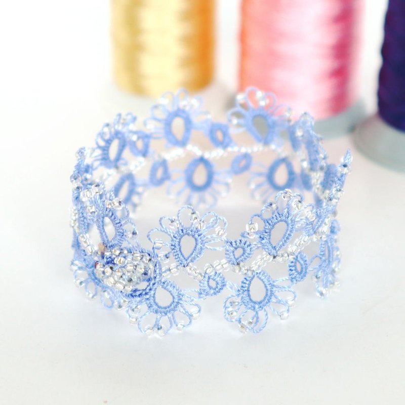 OYA Tatting lace Bracelet【LACE】Blue Moon - Shop AYTURK Bracelets - Pinkoi