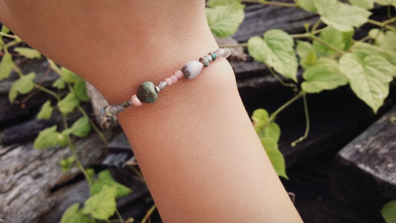 Yongze and蒟蒻スターリングシルバー鉱石フルーツブレスレットターコイズブルー銅鉱石緑のカーテン花崗岩アークアーク - ショップ ...