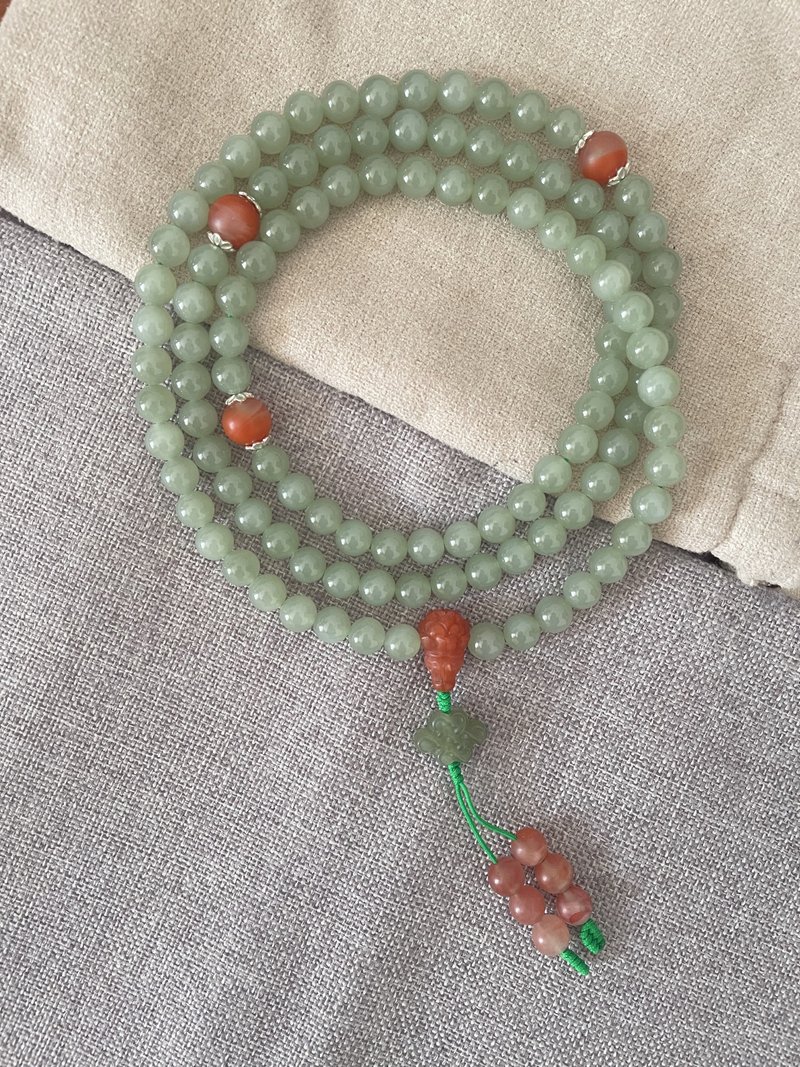 8mm 和田玉佛珠108 南紅瑪瑙配珠佛頭 大自在香寶館｜項鍊人氣榜 - Pinkoi