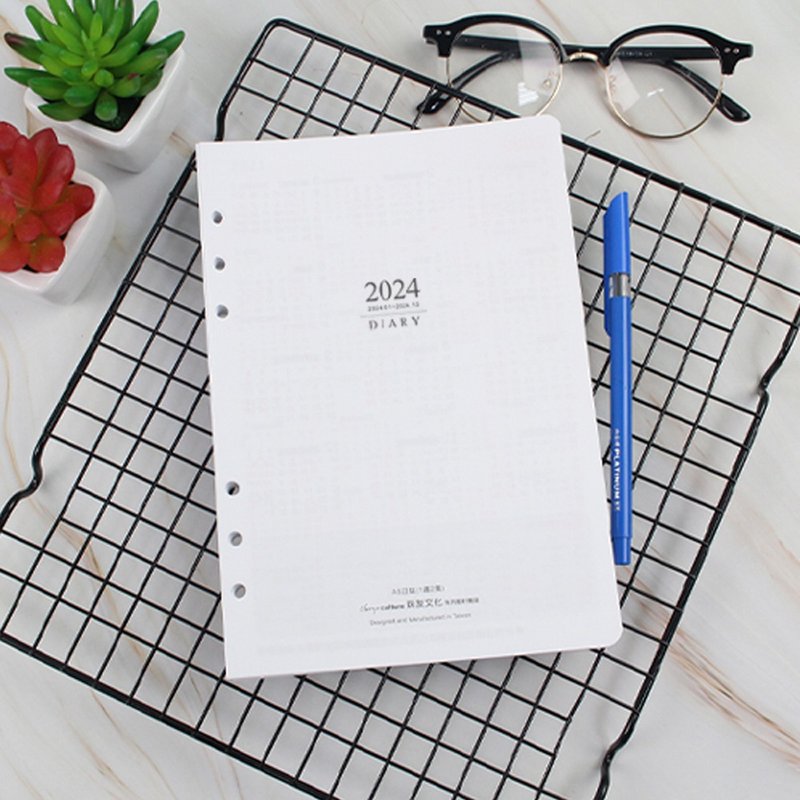 Chuyu 2024年A5/25K 6孔年度日誌內頁(1週2頁/左四右三)-補充內頁 珠友文化 Chuyu Culture｜筆記本/手帳人氣榜 - Pinkoi