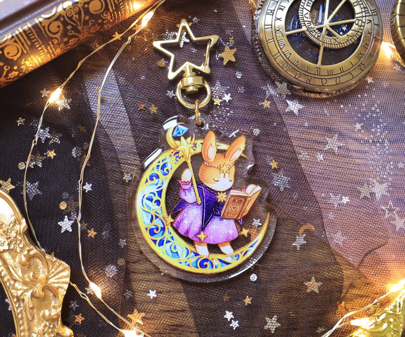 Starry Sky Series - Moon Rabbit Coco - Epoxy Acrylic Charm - Shop Maruco Art Keychains - Pinkoi