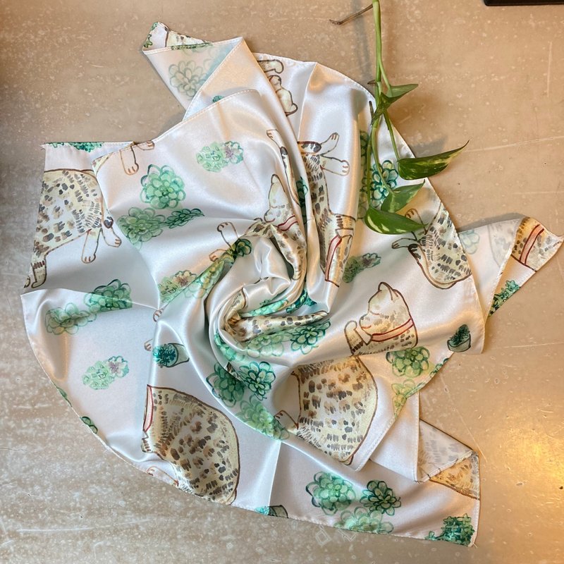 貓絲巾 圍巾 客製 黑白 人體 植物 人類最終進化 原創 - 設計館 Circle Walker 周圍行 絲巾 - Pinkoi