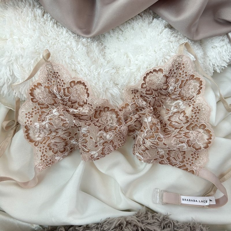Only bra (beige decorated with brown pattern, basic see-through ...