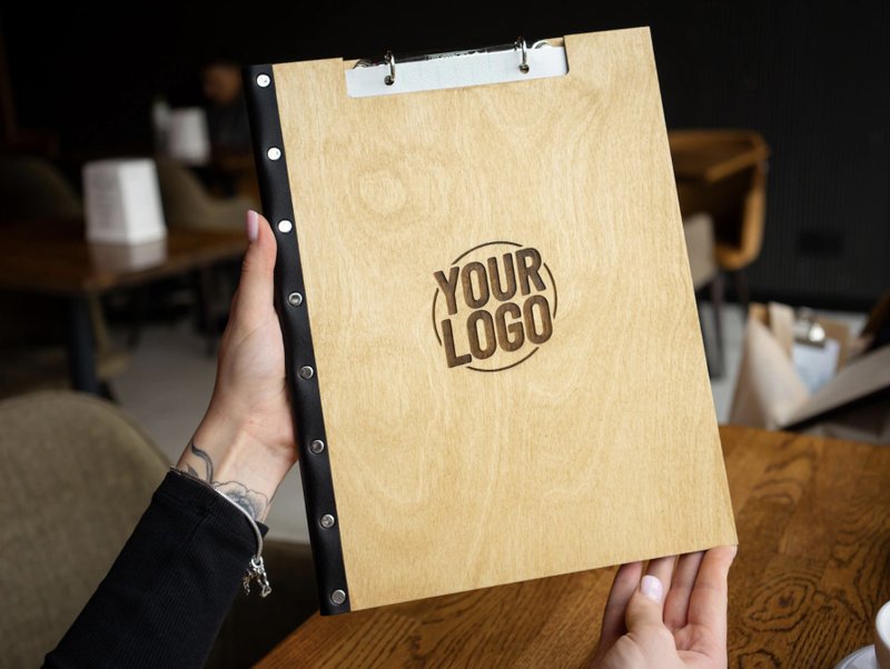 Engraved Wooden Menu Folder with Customizable Options, Personalized ...