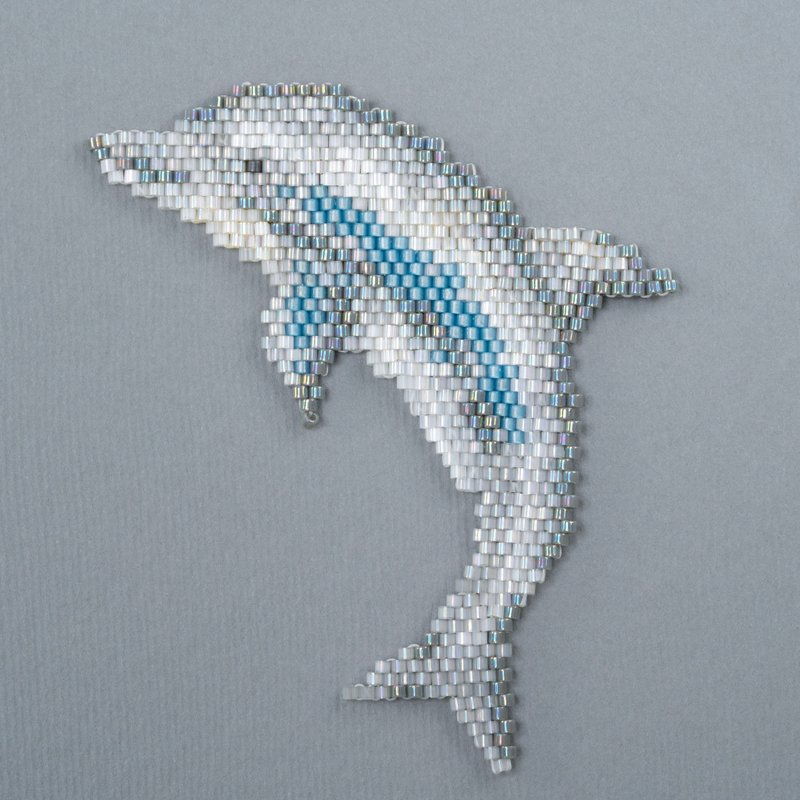 【數位】Beaded Dolphin brick stitch PDF pattern for miyuki delica 11/0 seed ...
