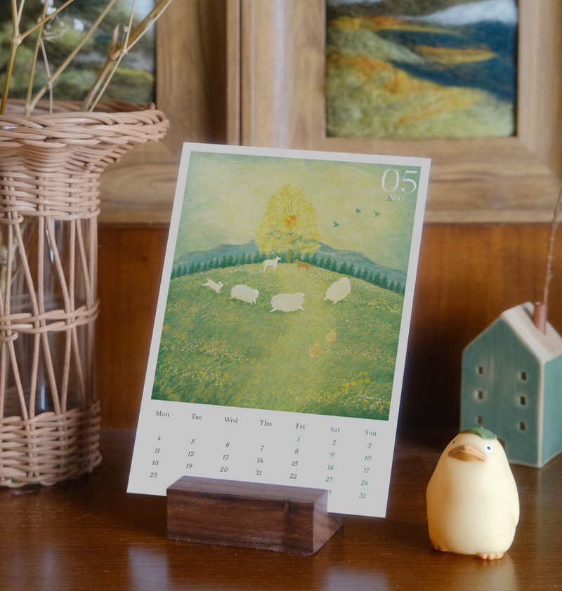 2026桌曆-抵達一片柔軟的風景 / 贈2026祝福卡 / 附木座 manting_illustration｜日曆/月曆/年曆人氣榜 - Pinkoi
