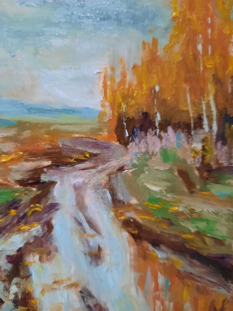Autumn original oil painting: tiny impressionism wall art, impasto artwork - Shop GATOULART by ...