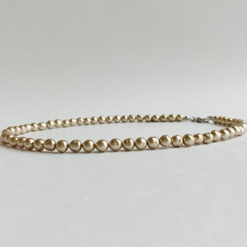 ガラスバロックパールネックレス/約6mm約42cm+5cm/カフェモカ/R/made in japan particular-about｜項鍊人氣榜 - Pinkoi