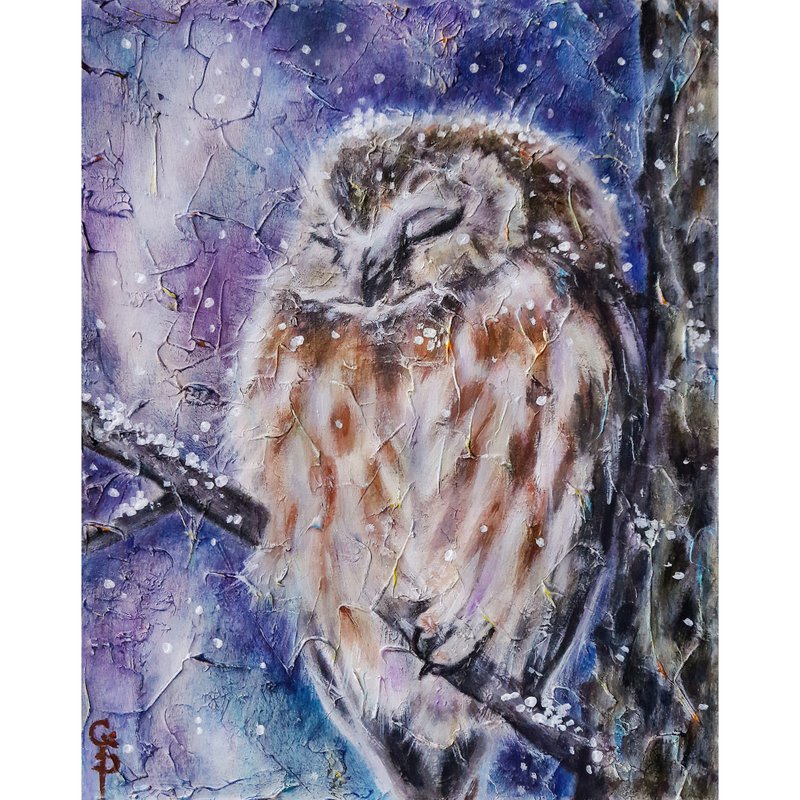 Owl Oil Painting Bird Wall Art Winter dream Forest Home Decor Portrait Ginna Paola｜壁貼/牆壁裝飾人氣榜 ...